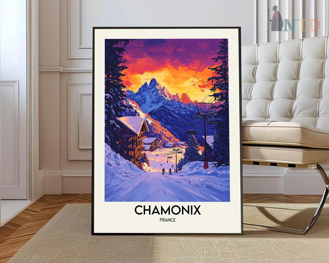 Chamonix Reiseposter Chamonix Poster Frankreich Vintage Poster Travel ...