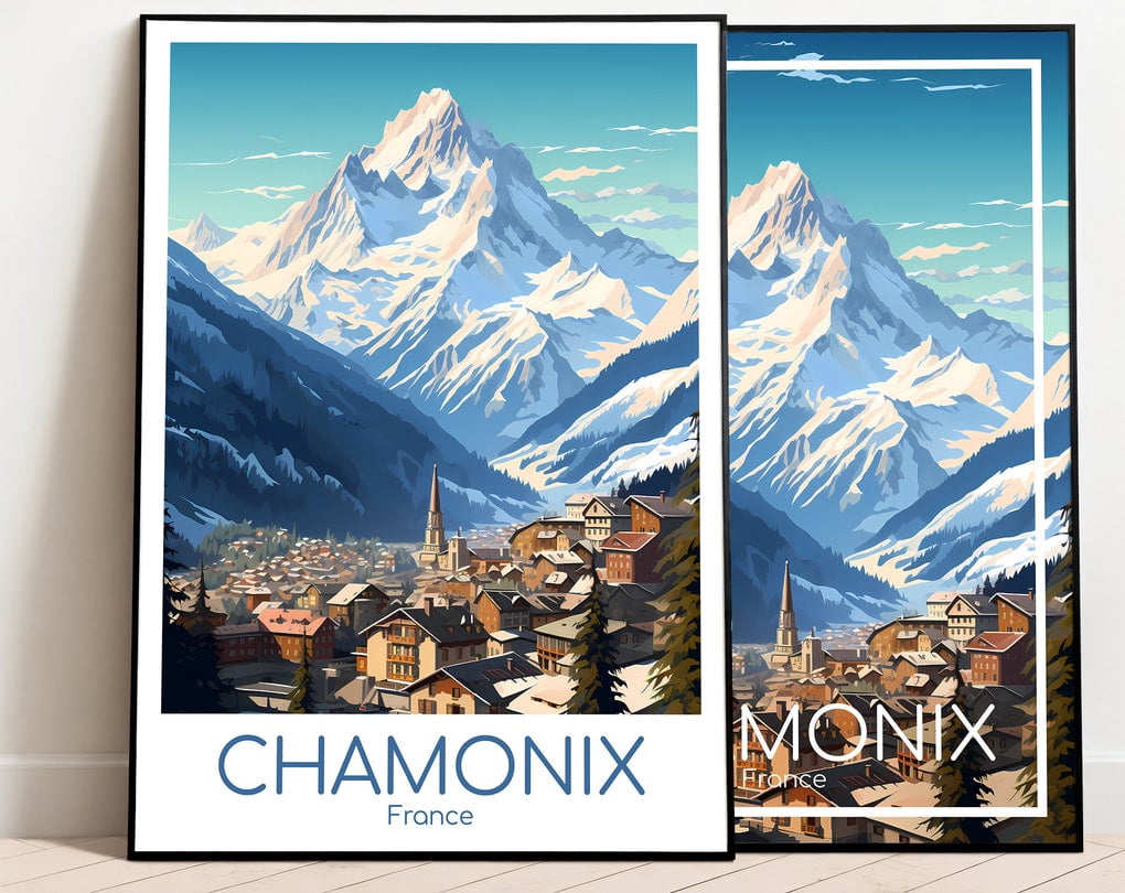 Chamonix Travel Poster Chamonix Poster Wall Art France Vintage Poster ...