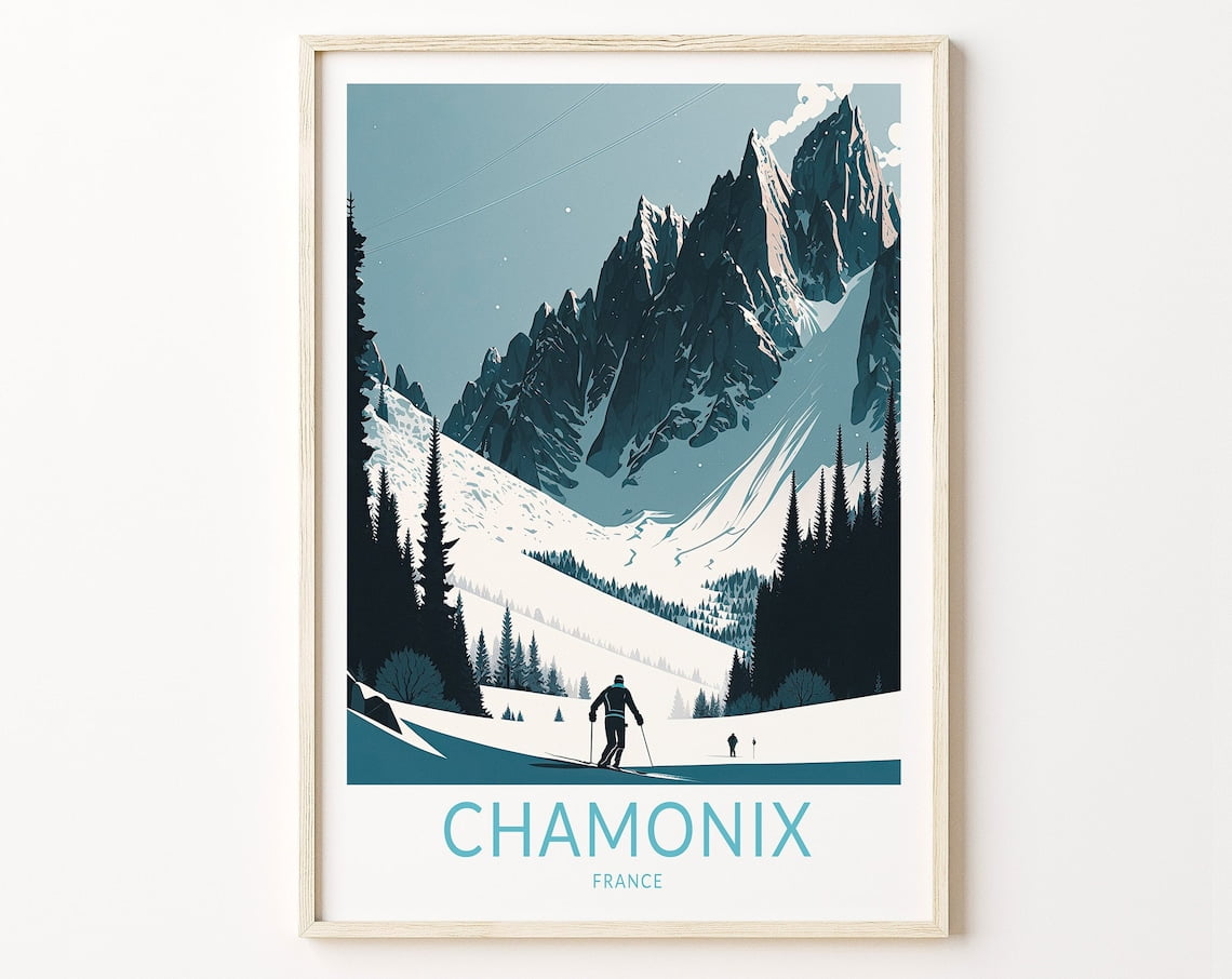 Chamonix Travel Print, France Chamonix Winter Poster Print, Chamonix ...
