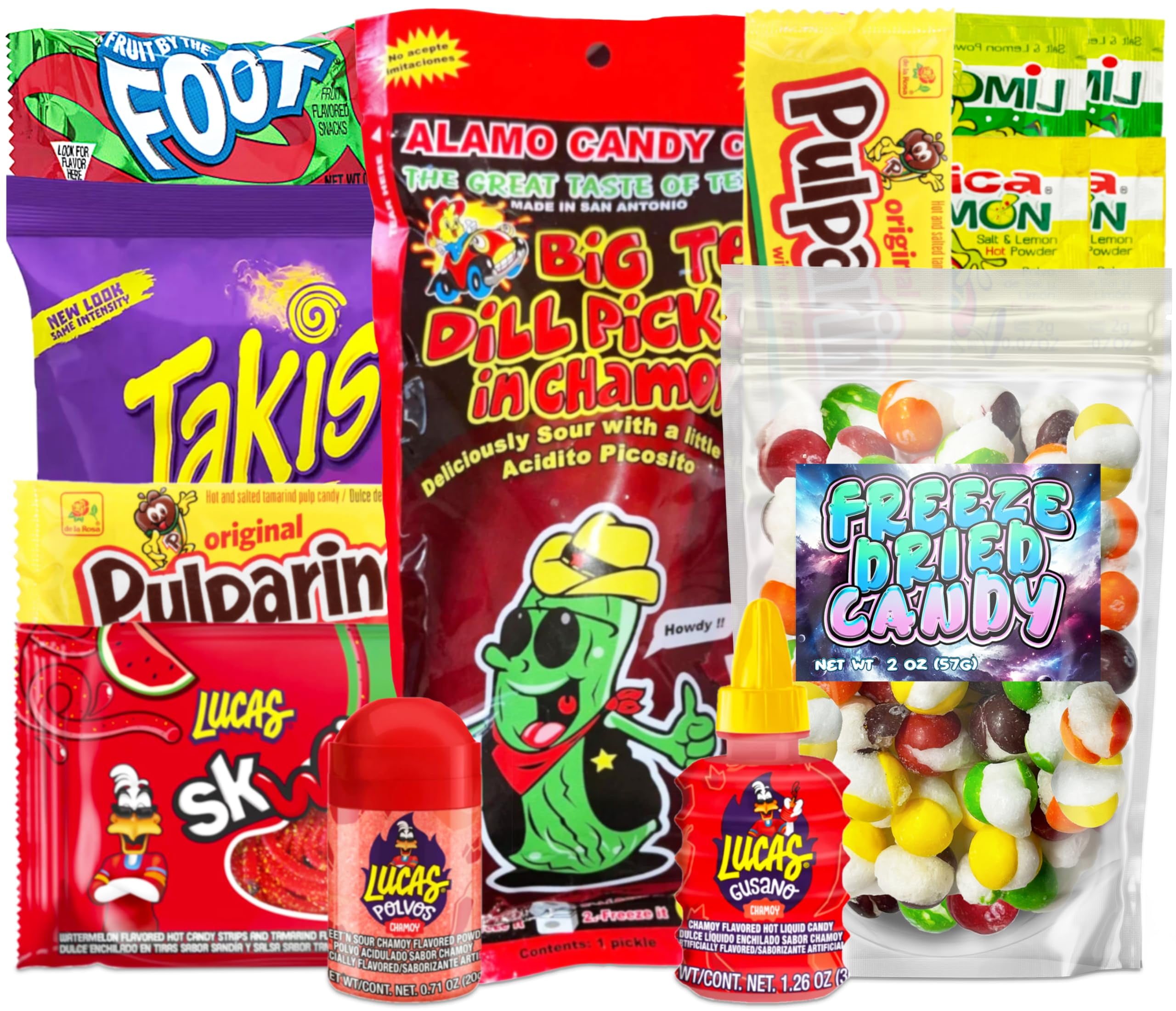 Chamoy Pickle Kit with AIF4 Freeze Dried Candy, Takis, Lucas Gusano ...