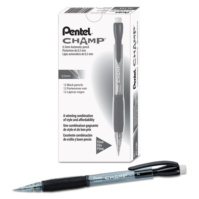 Pentel Champ Mechanical Pencil .5mm Translucent Gray Dozen AL15A ...