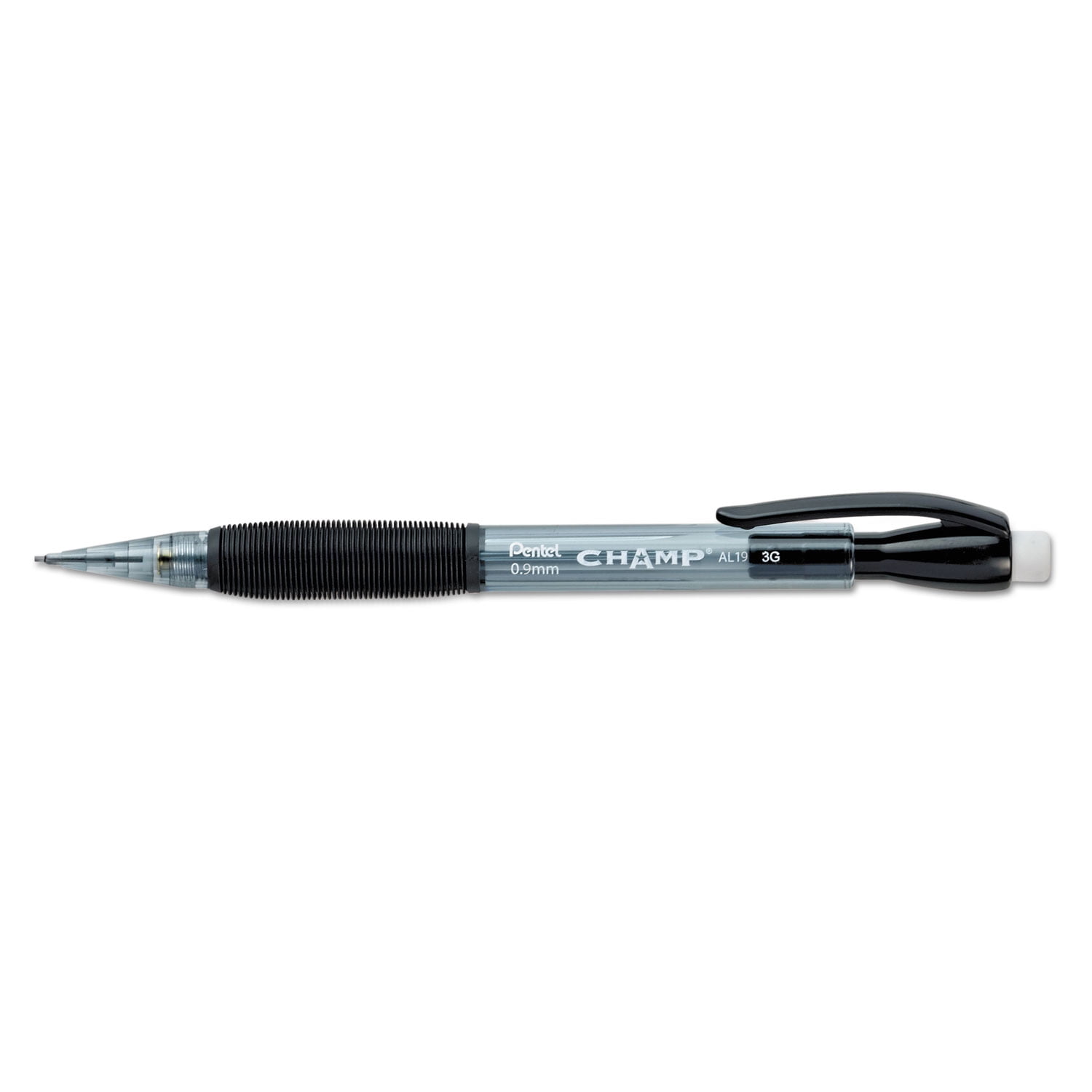 Pentel Champ Mechanical Pencil 0.9 mm Translucent Black Barrel Dozen ...