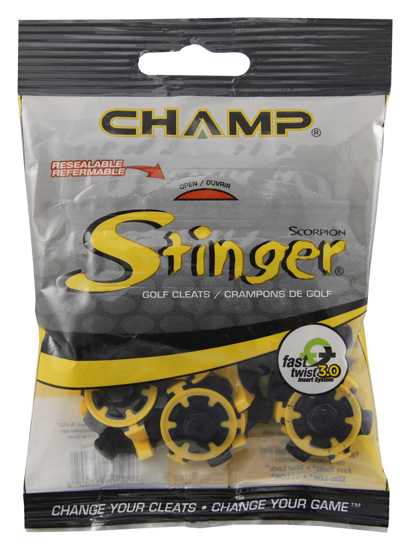 Champ Stinger Fast Twist 3.0 Golf Cleat, Black and Yellow, 18 Count ...