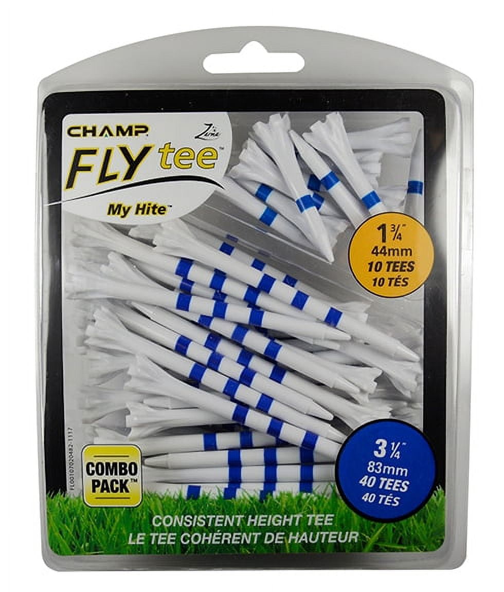 Champ Zarma FLYtee My Hite 3.25 inch, White with Blue Stripes, 50 Count ...