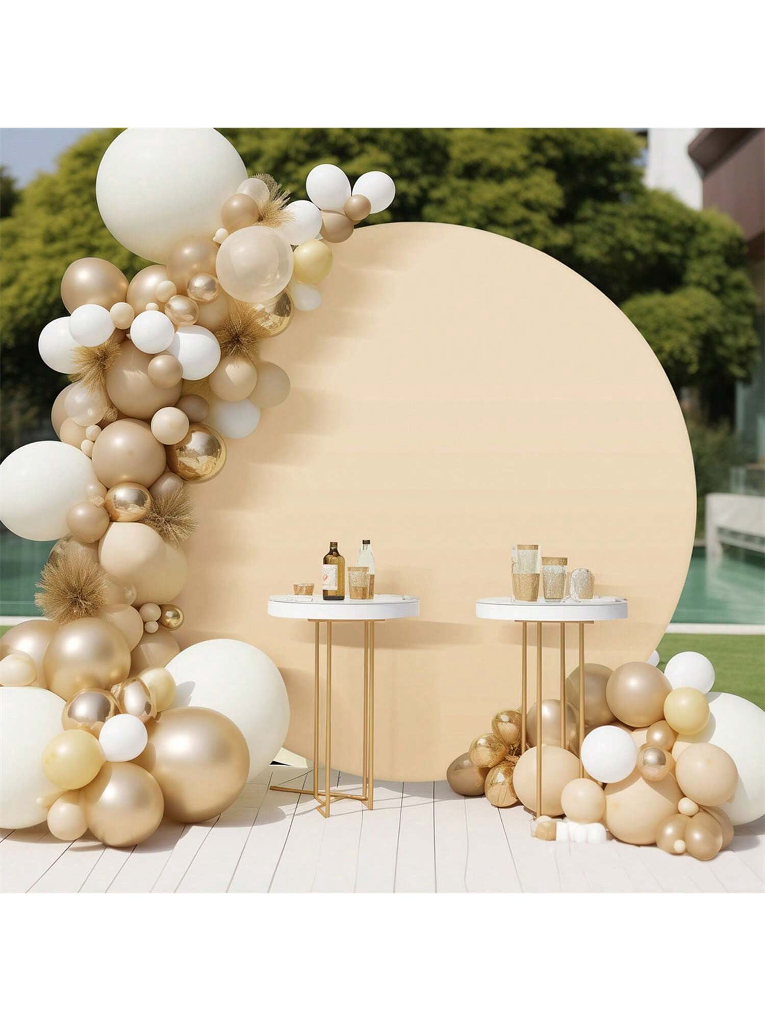 Champagne-6ft (1.8m diameter circle) Arch Backdrop Cover, 6ft/6.5ft/7 ...