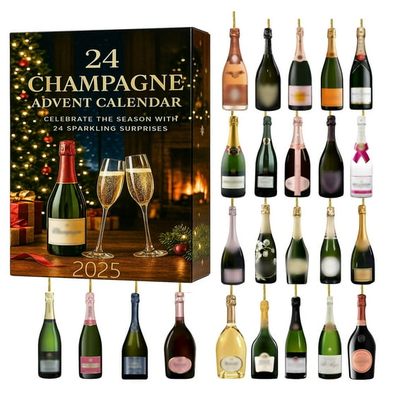 Champagne Advent Calendar 24 Days with Mini Champagne Bottle Ornaments ...