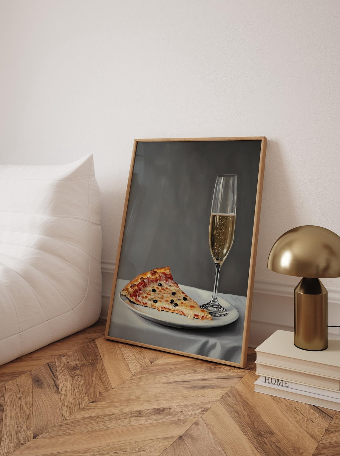 Champagne And Pizza Art Aesthetic Kitchen Decor Retro Cocktail Bar Food ...