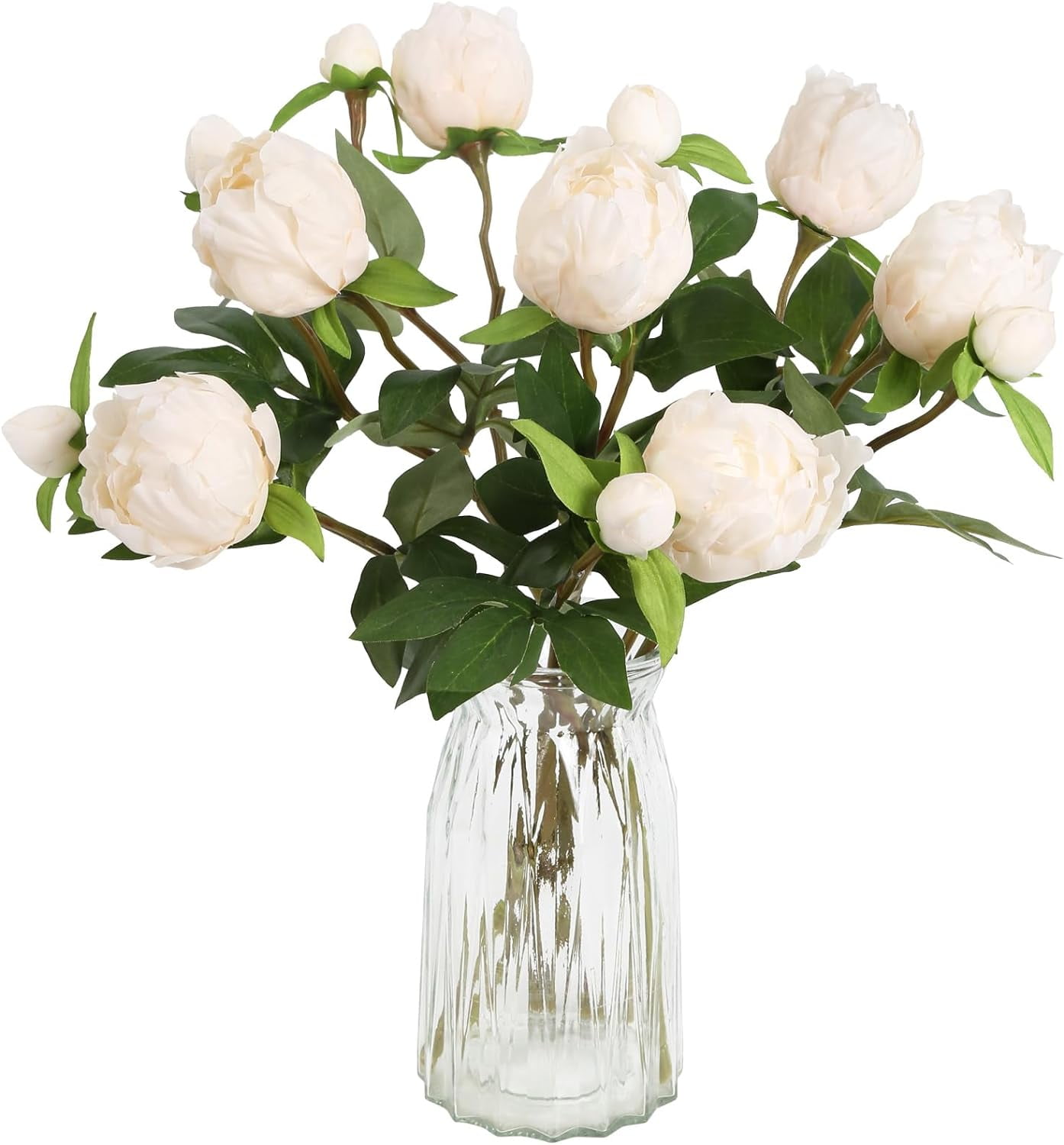 Champagne Artificial Peonies Silk Peonies with Stems Real Look Fake ...