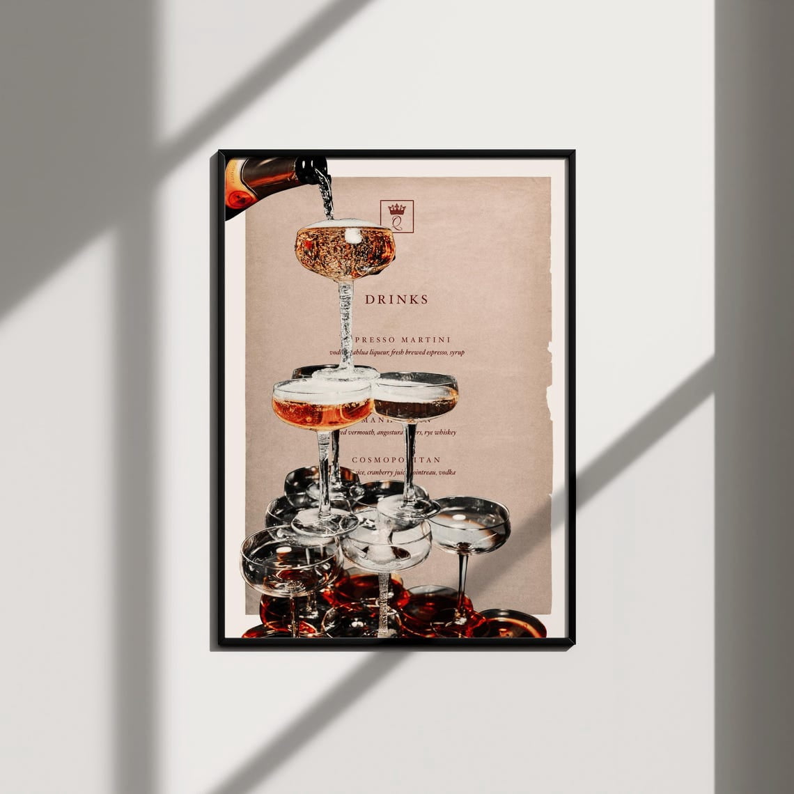 Champagne Bar Cart 70S Art College Apartment Decor Aesthetic Posters ...