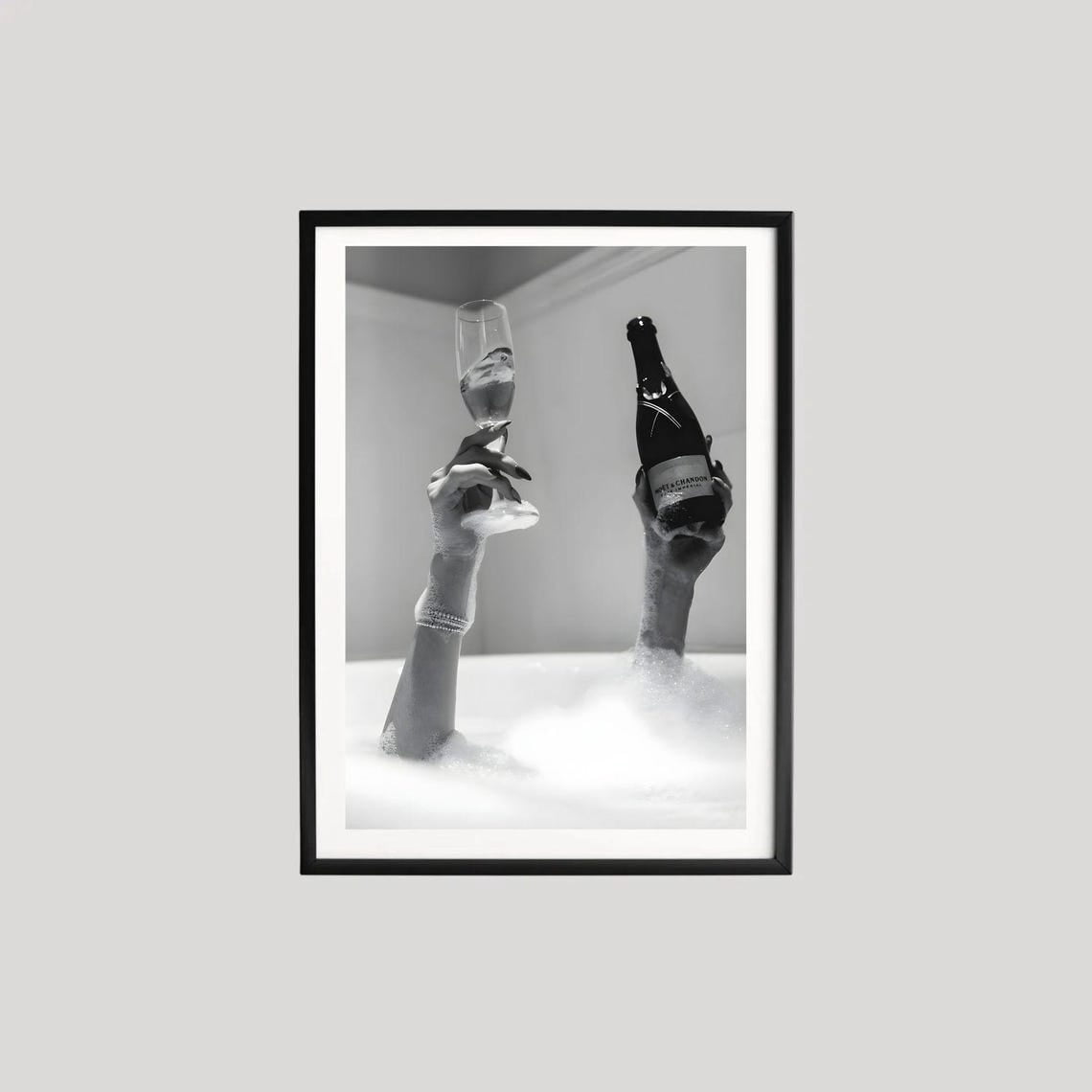 Champagne Bath Art Luxury Bathroom Wall Art Black and White Fine Art ...