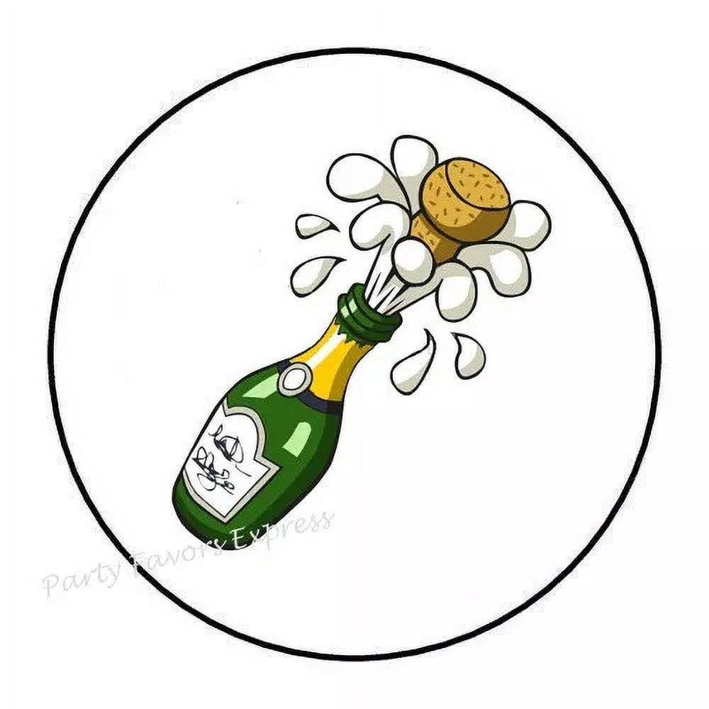 Champagne Bottle Sticker Party Favors Sticker Envelope Seals Labels ...