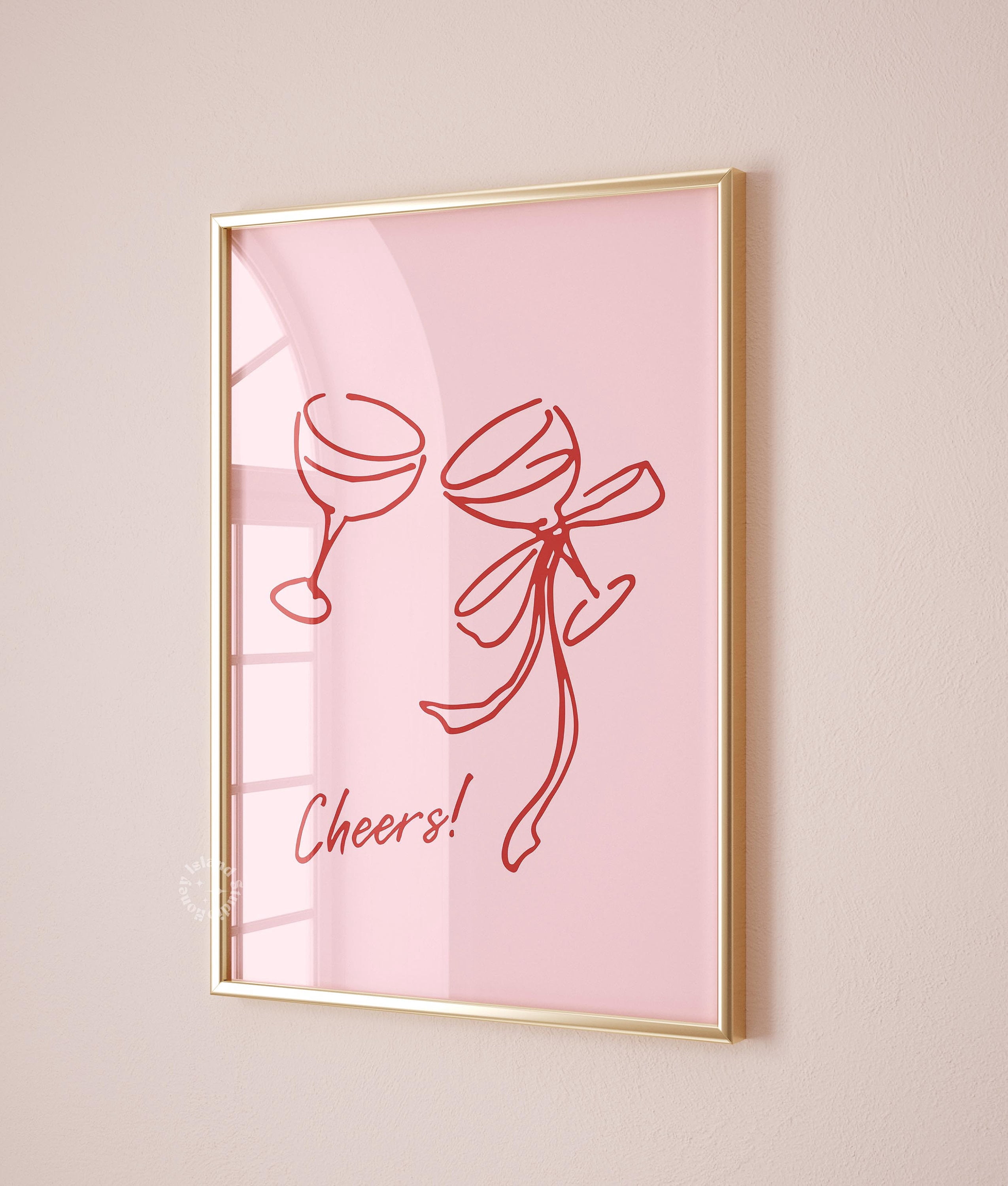 Champagne Bow Print, Cheers Bar Cart Poster, Coquette Pink Decor ...