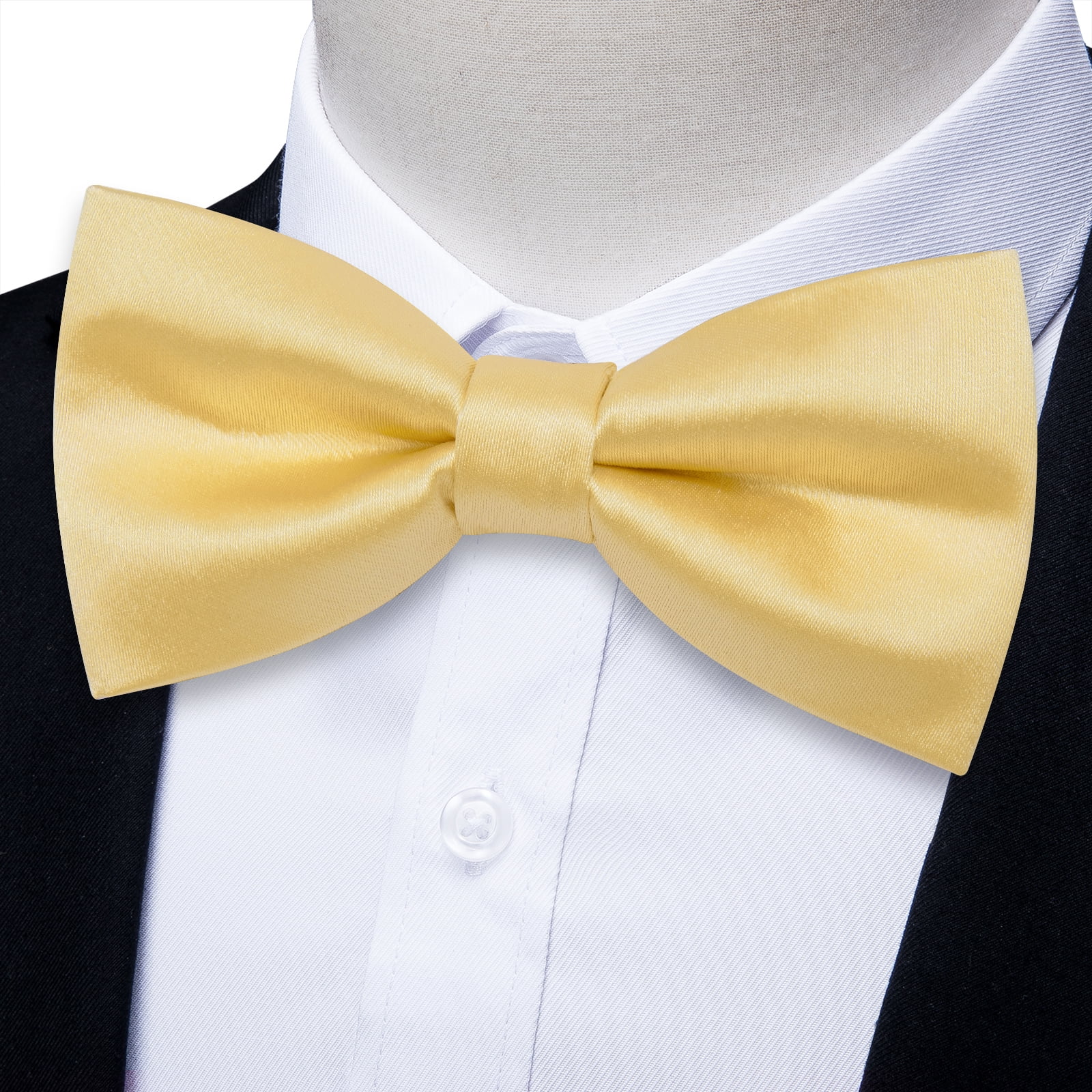 Champagne Bow Ties for Men Pretied Bowties Beige Solid Color Satin Bow ...