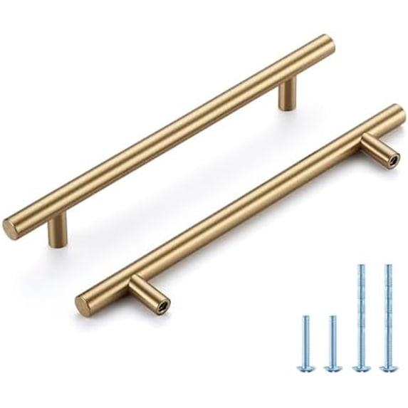 Champagne Bronze Cabinet Handles 6-1/4 Inch Hole Center Stainless Steel ...