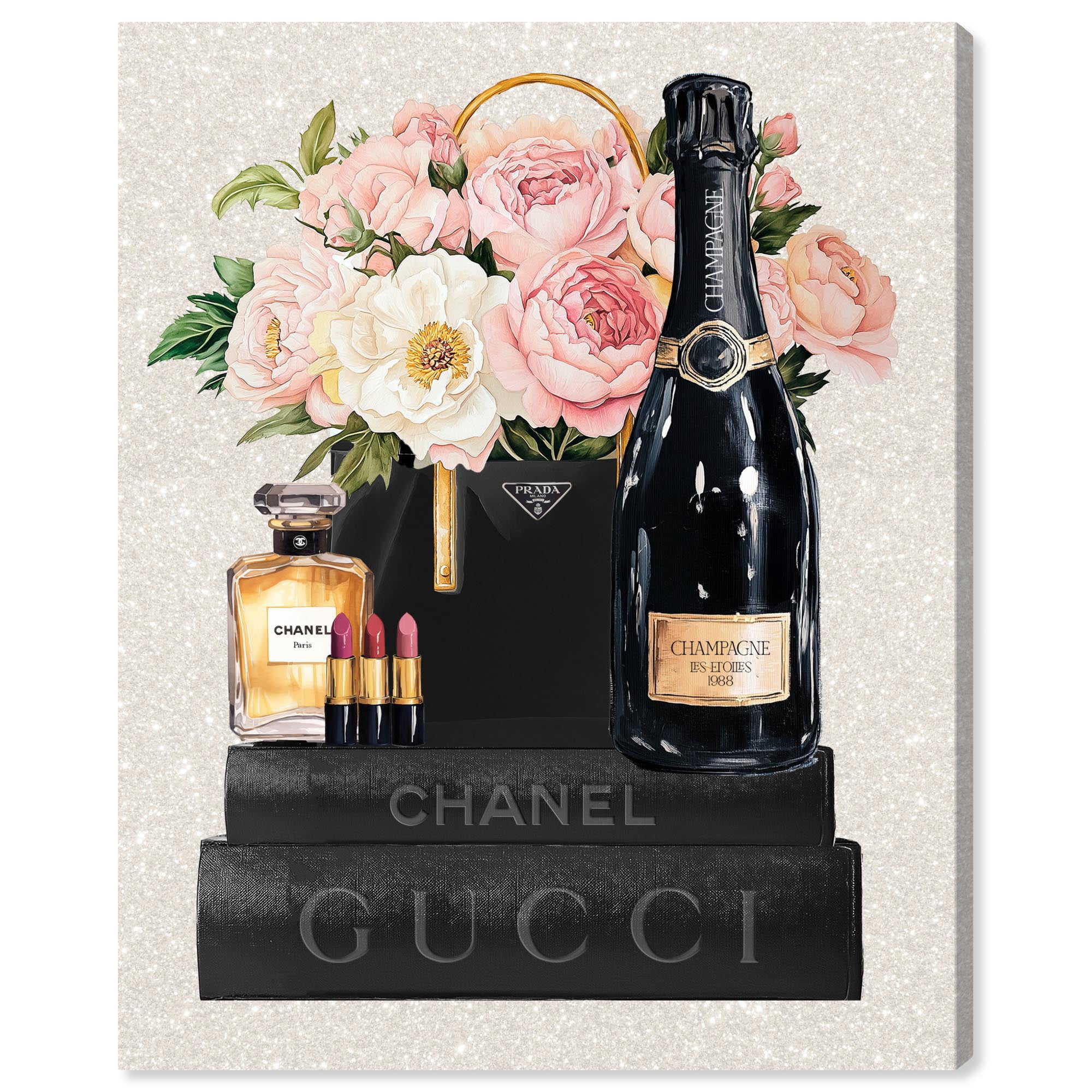 Champagne Campaign Canvas Fashion Wall Art by Art Remedy, Gallery Wrapped, 20" x 24" - Walmart.com