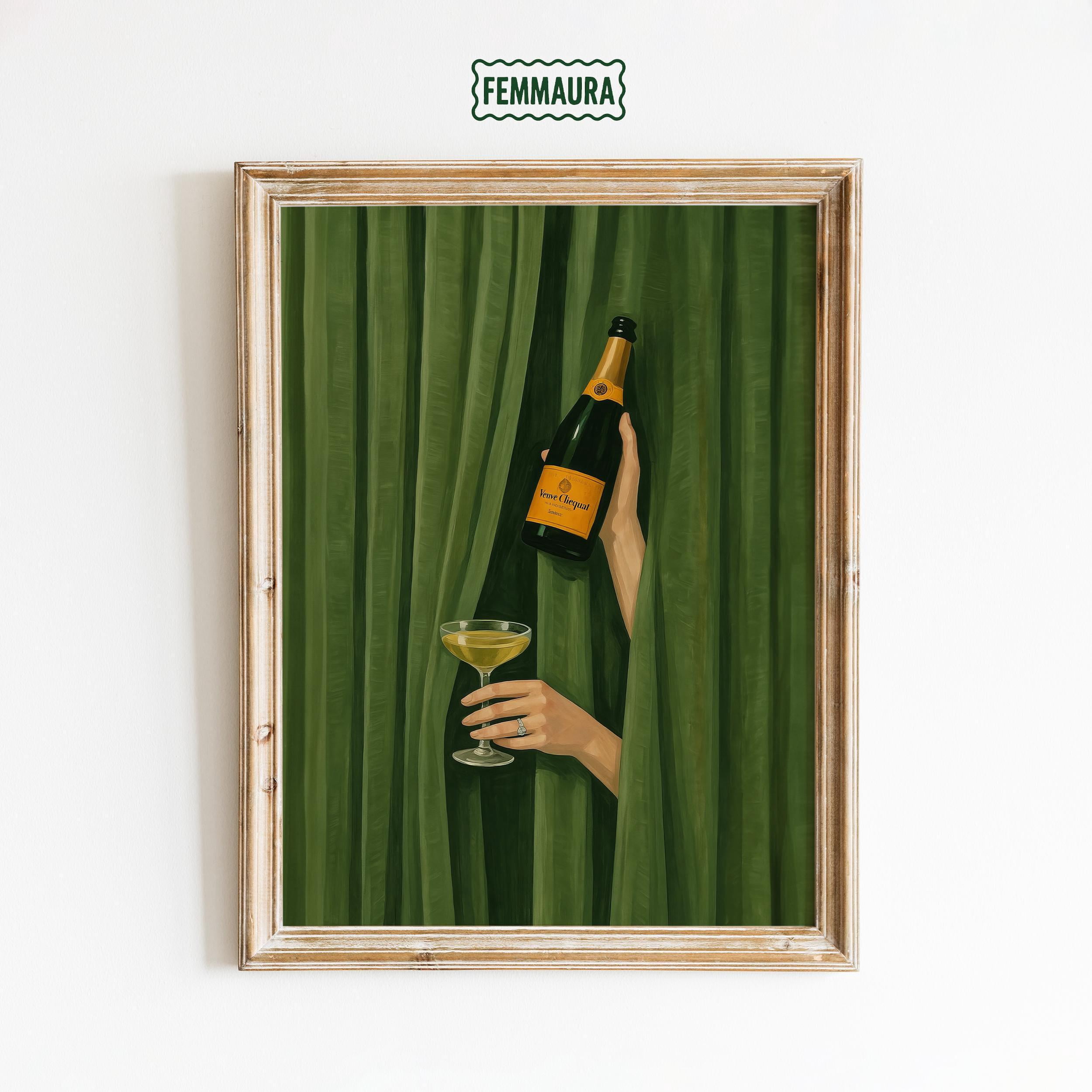 Champagne Celebration Minimalist Luxury Wall Art Print Poster Vintage ...