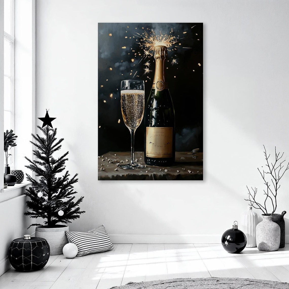 Champagne Celebration Wall Art Festive Sparkling Wine Poster Sparks ...