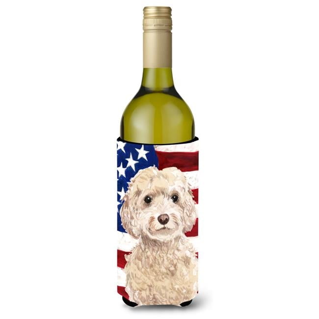 Champagne Cockapoo Patriotic Wine Bottle Beverge Insulator Hugger ...