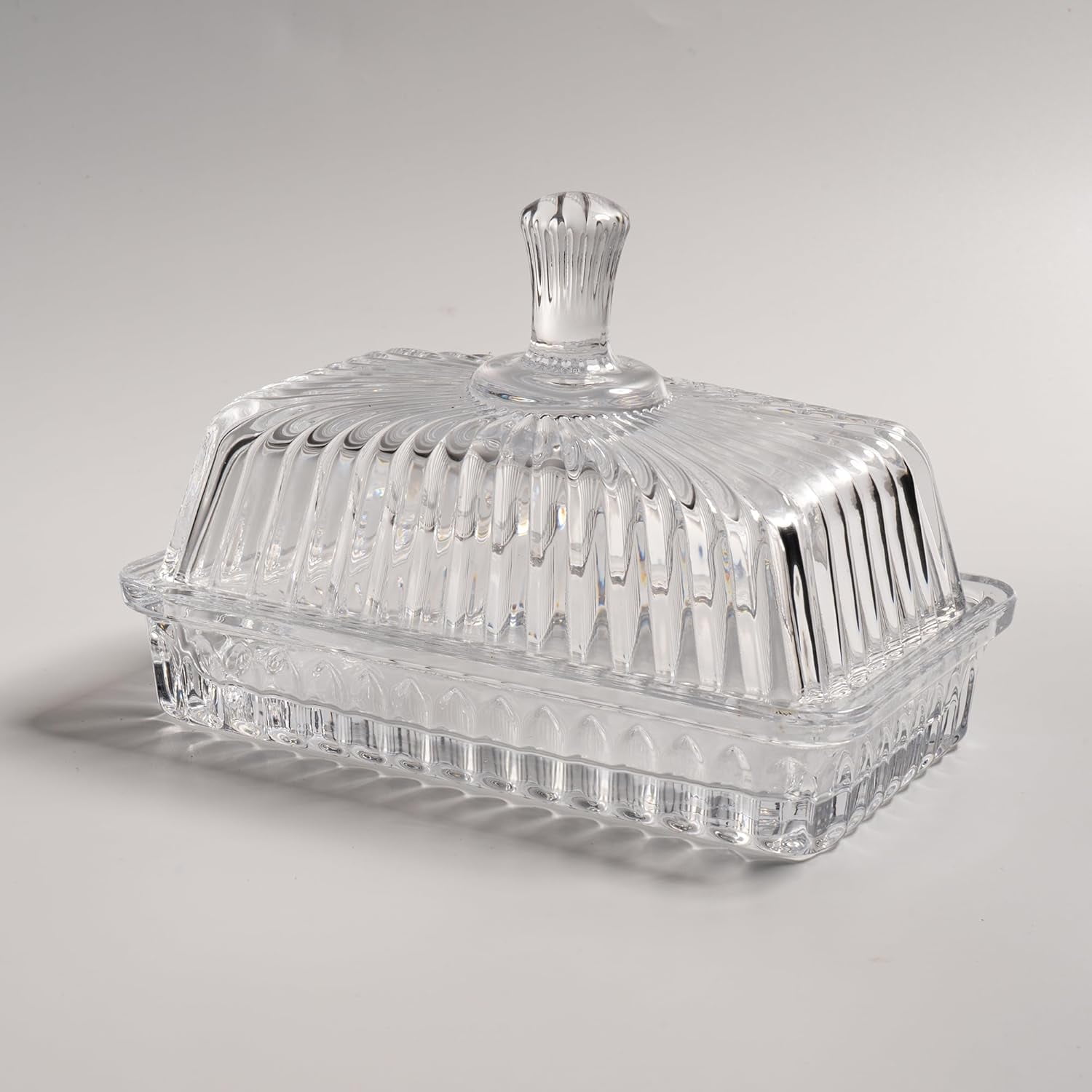 Clear Glass Butter Dish with Lid, Covered Butter Stick Holder Tray ...