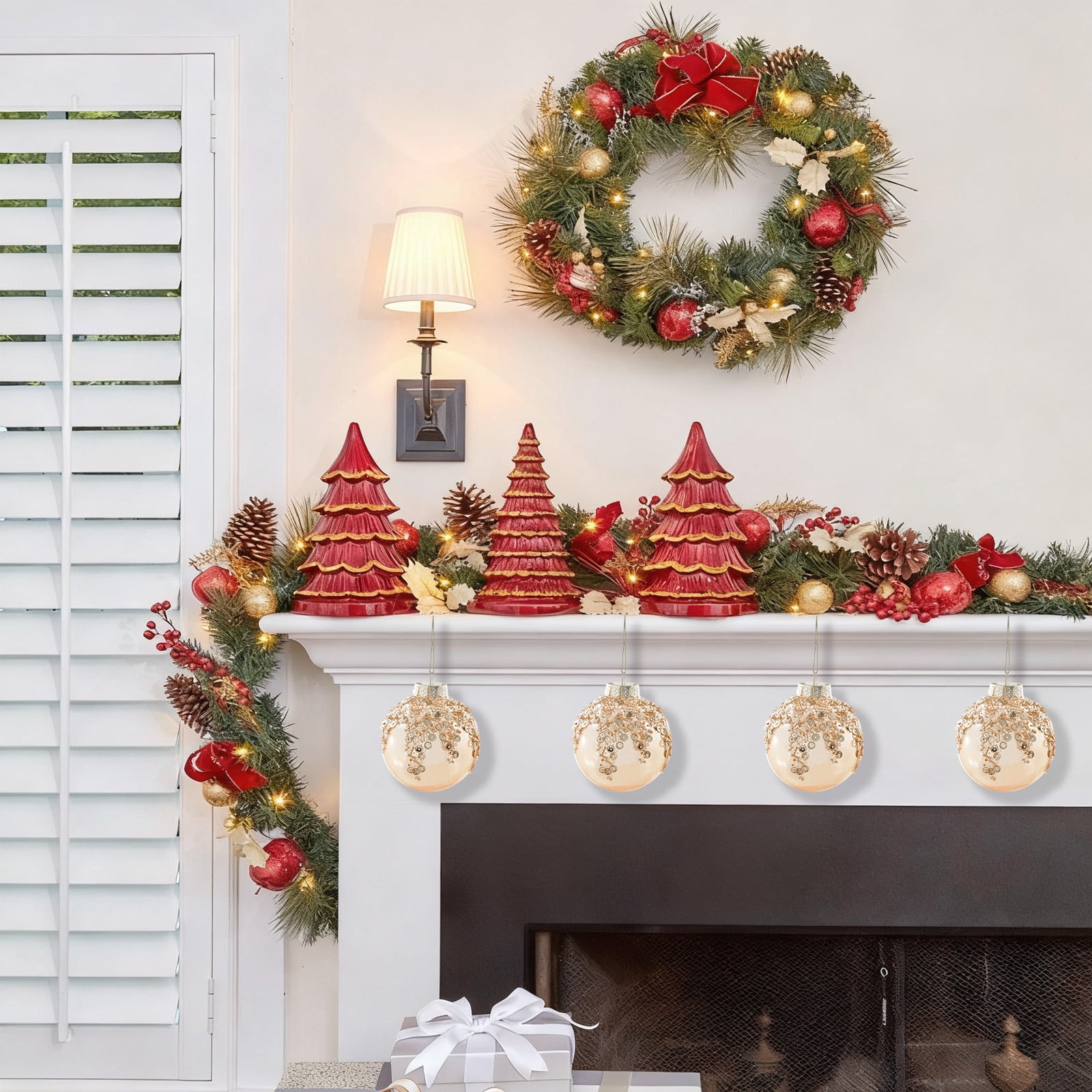 Champagne Colored Adhesive Powder Ball Christmas Ornament, High-End ...