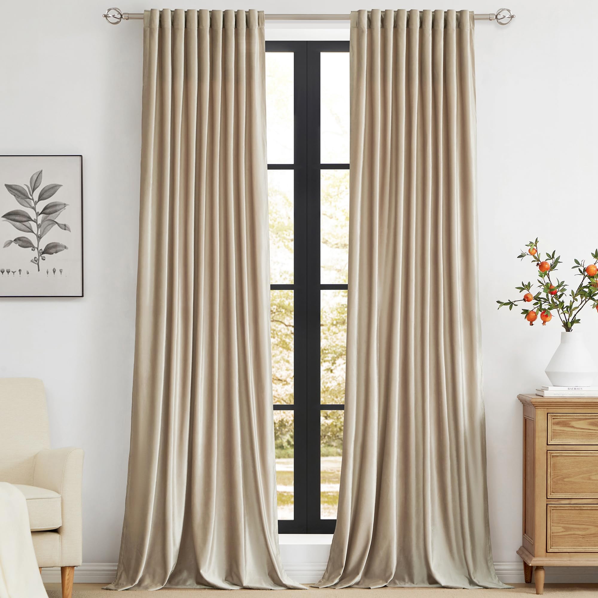 Champagne Curta72 Inch Long For Living Room Set Of 2 Panels Blackout ...