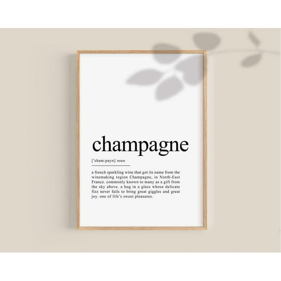 Champagne Definition Poster Dictionary Art Bar Car Wall decor home sign ...