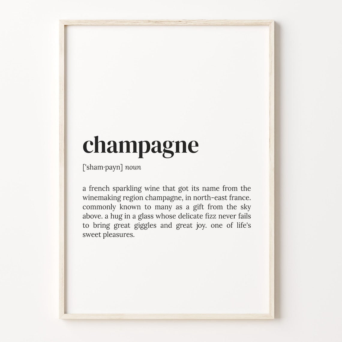 Champagne Definition Quote Graphic Poster Unframed Paper Print ...