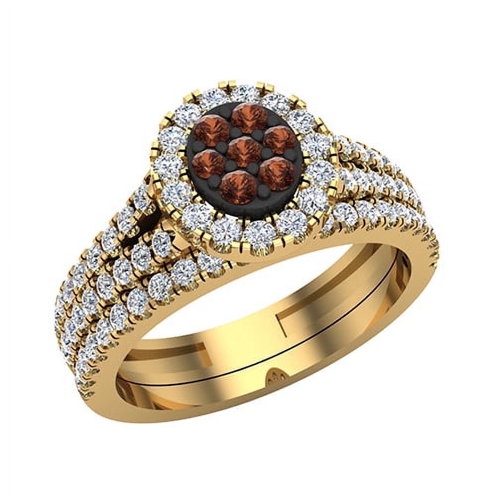 Champagne Diamond Wedding Ring Set for Women Cluster Diamond Halo Rings ...