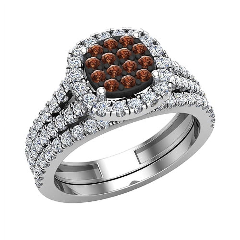 Champagne Diamond Wedding Ring Set for Women Cluster Diamond Halo Rings ...