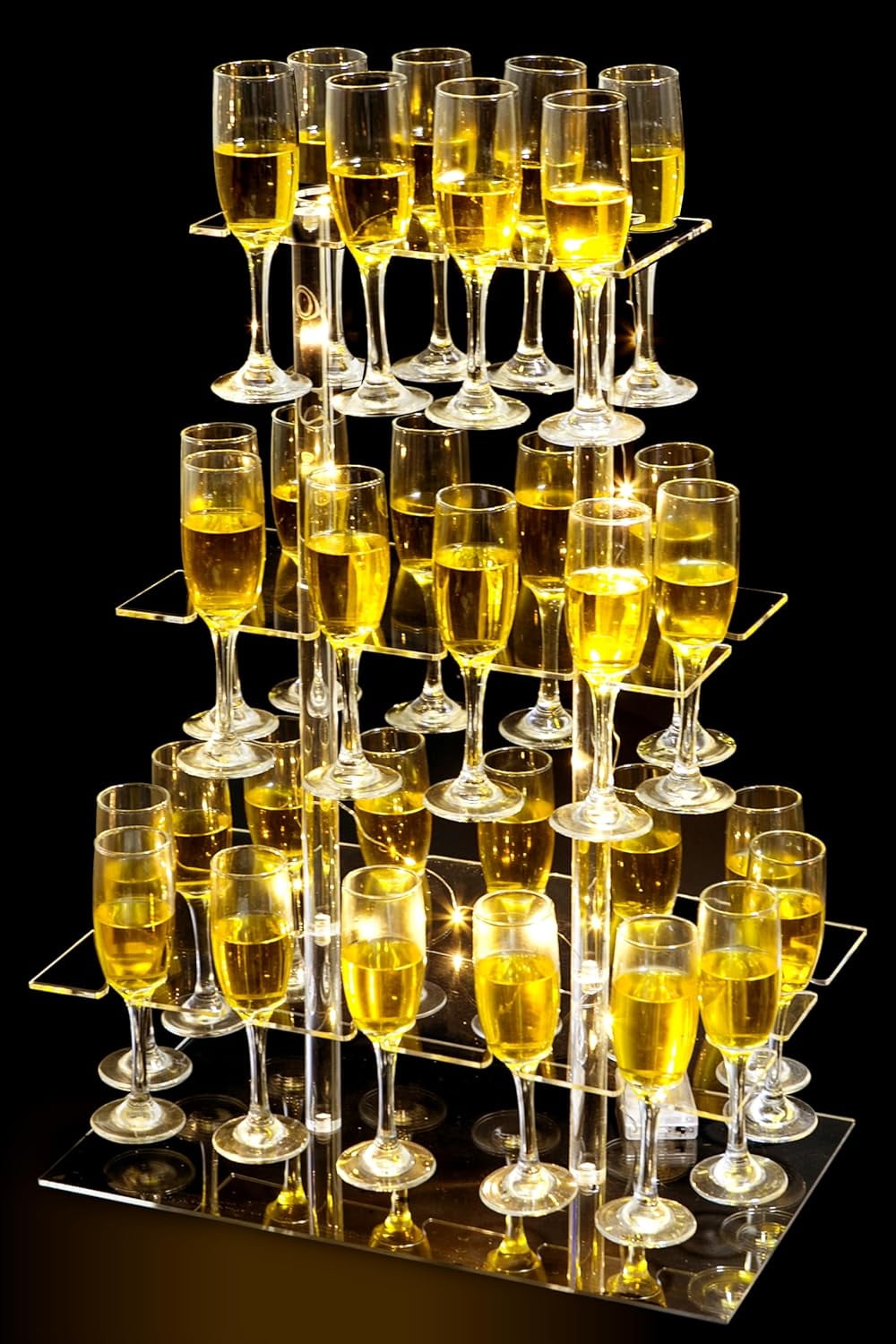 Champagne Display Holder Stand for Party, With 32 Slots, 3 Tier Clear ...