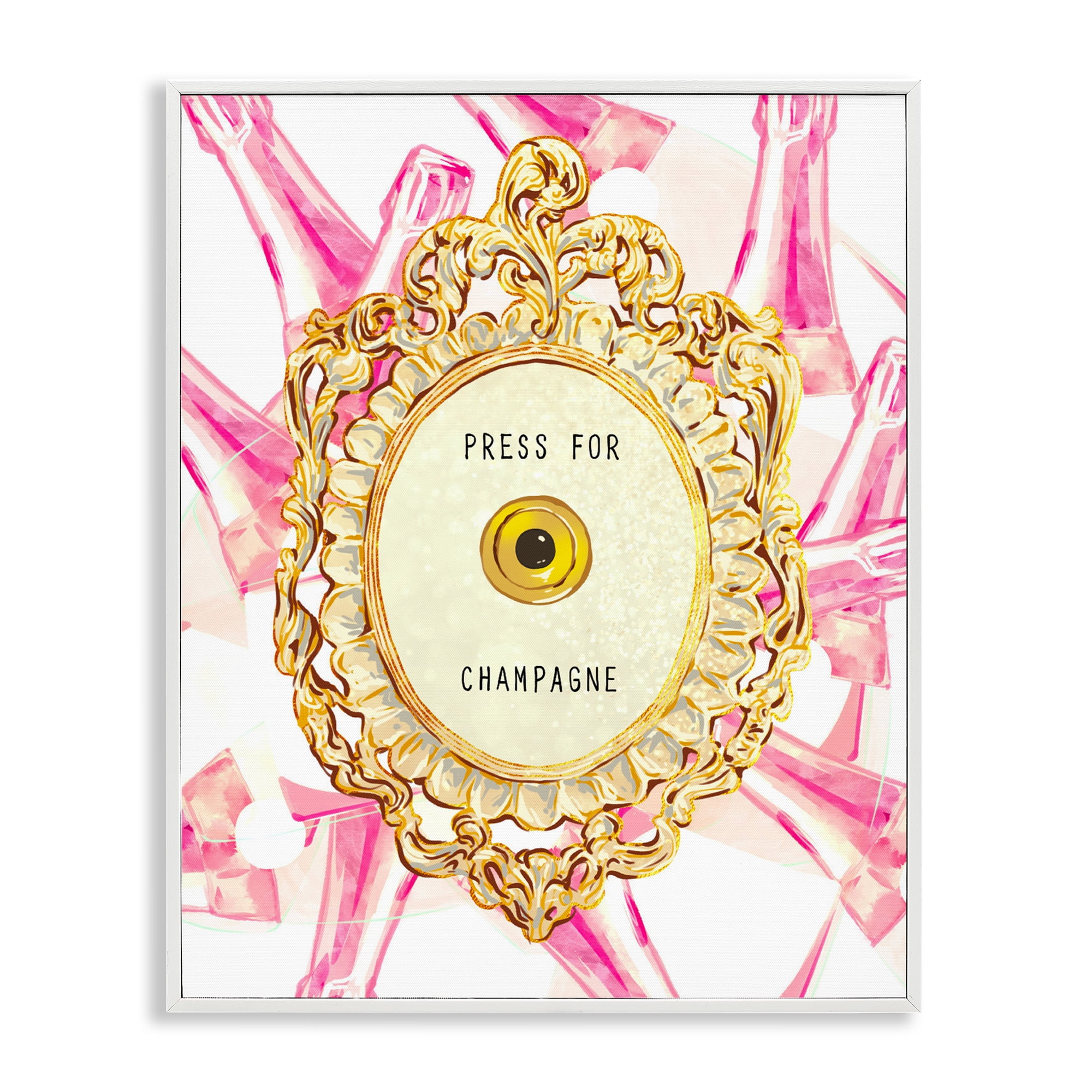 Champagne Doorbell with Pattern White Framed Giclee Art, design by ...