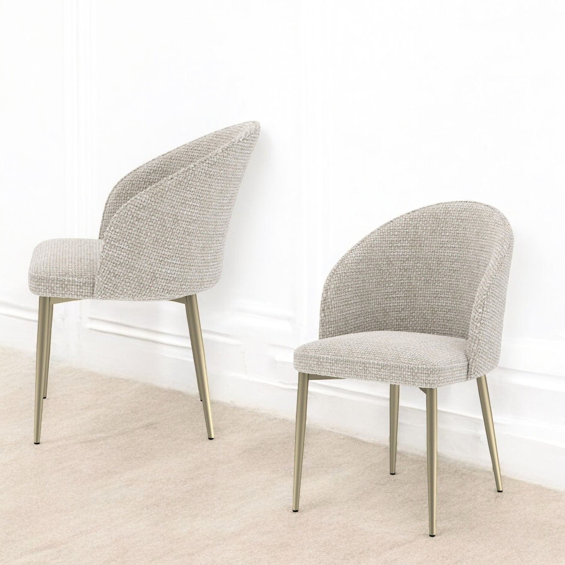 Champagne Fabric Side Chairs | Can Be Used in Dining Areas | Metal and ...