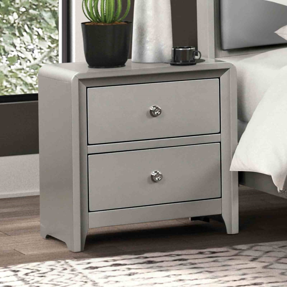 Champagne Finish 1pc Nightstand Nickle Finish Hardware Central Metal ...