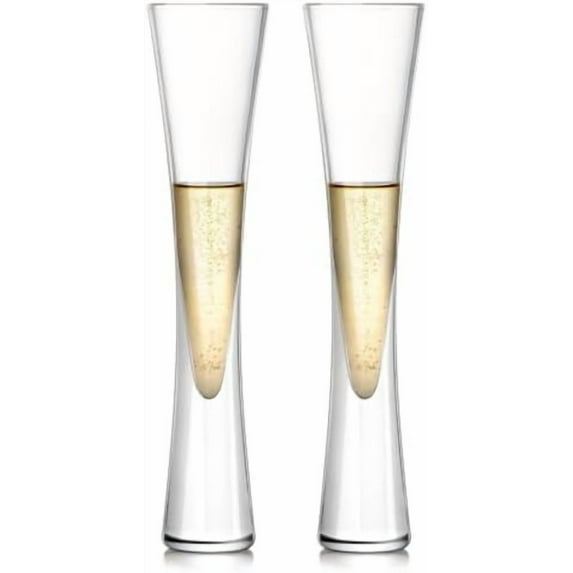 Champagne Flutes Glasses, Hand Blown Clear Crystal Glass Champagne ...