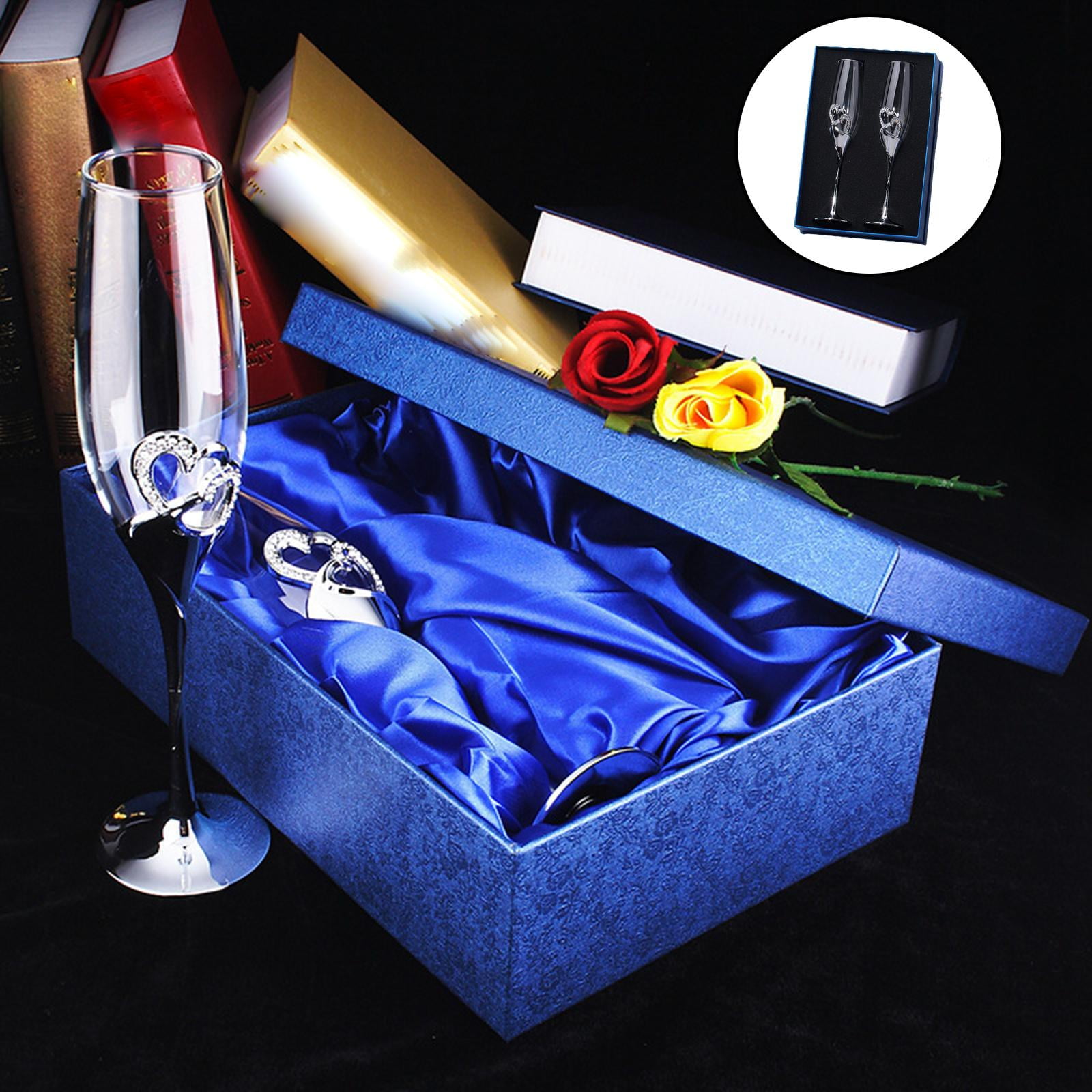 Champagne Flutes Glasses Set of 2,Non- Crystal Glasses, Unique Spiral ...