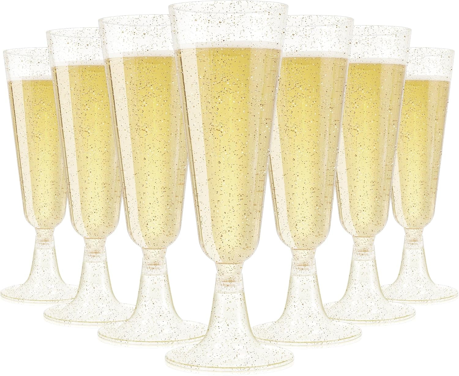 Champagne Flutes Plastic Champagne Glasses Disposable 100 Pack 5.5 Oz ...