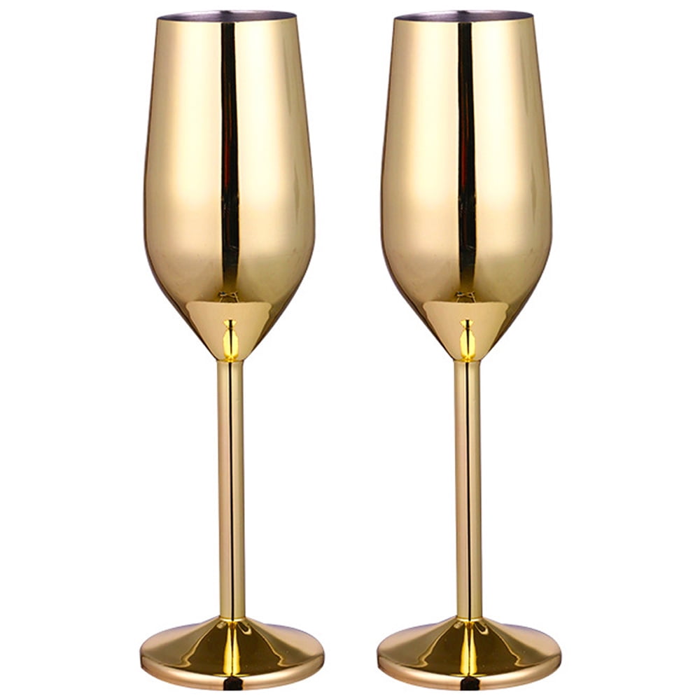 Champagne Flutes, Set of 2 , Stainless Steel Shatterproof Champagne ...