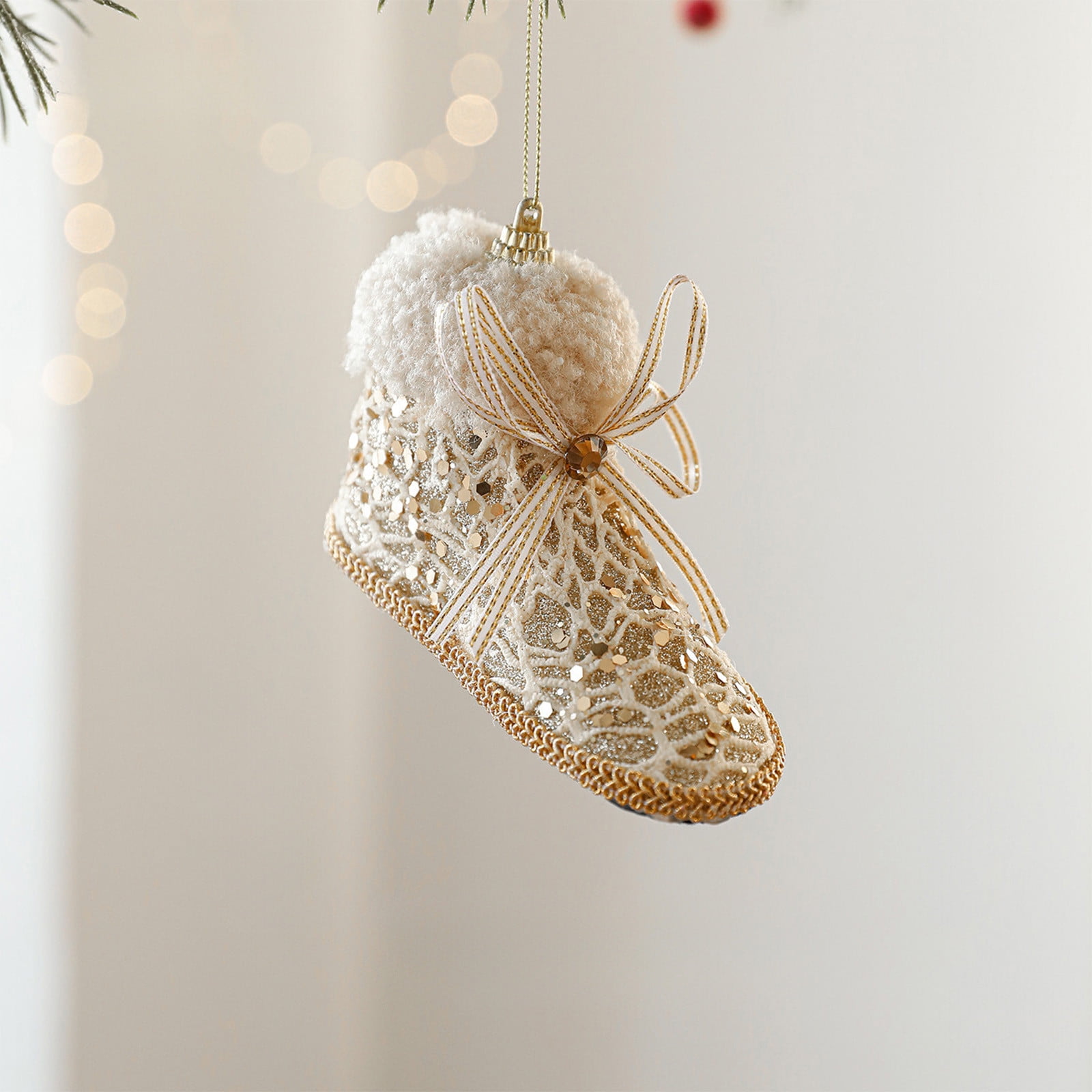 Champagne Foam Christmas Ornaments Pearl Glitter Hanging Decorations ...