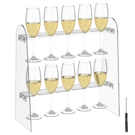 Champagne Glass Holder Stand, 2-Tier Acrylic Tabletop Stemware Flute ...