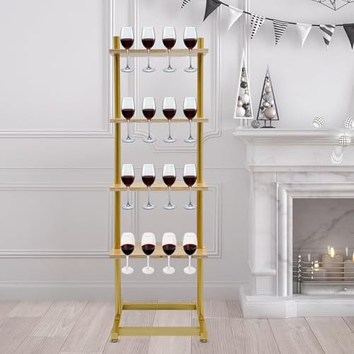 Champagne Glass Rack, 4 Tier Champagne Wine Rack 32 Champagne Glasses ...