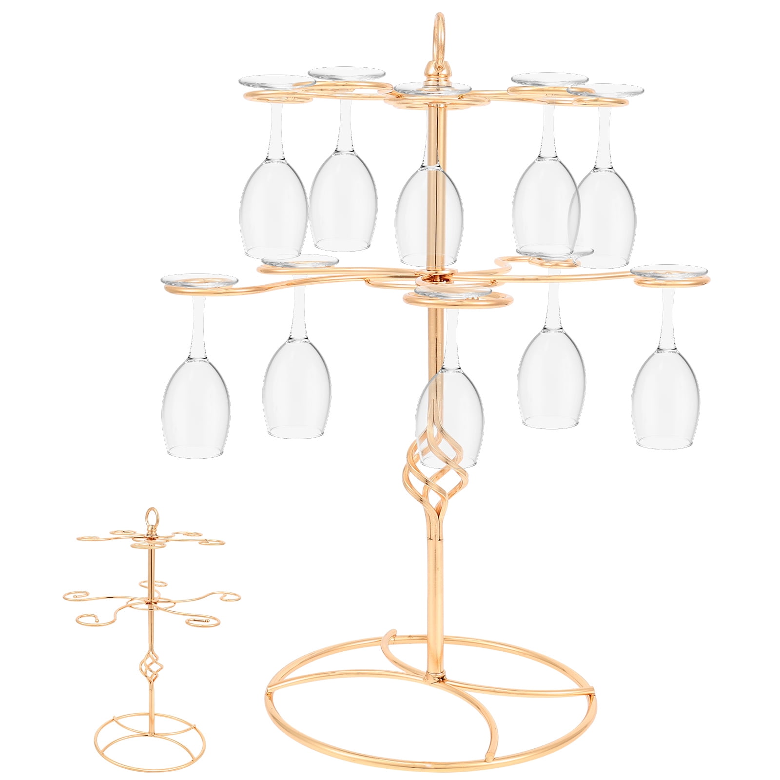 Champagne Glass Stand 2 Tier 10 Holder Gold Cocktail Tree Stand Metal ...