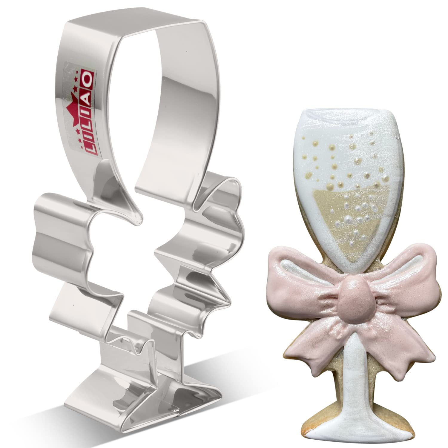 Champagne Glass with Ribbon Cookie Cutter for Wedding/Engagement - 2.4 ...