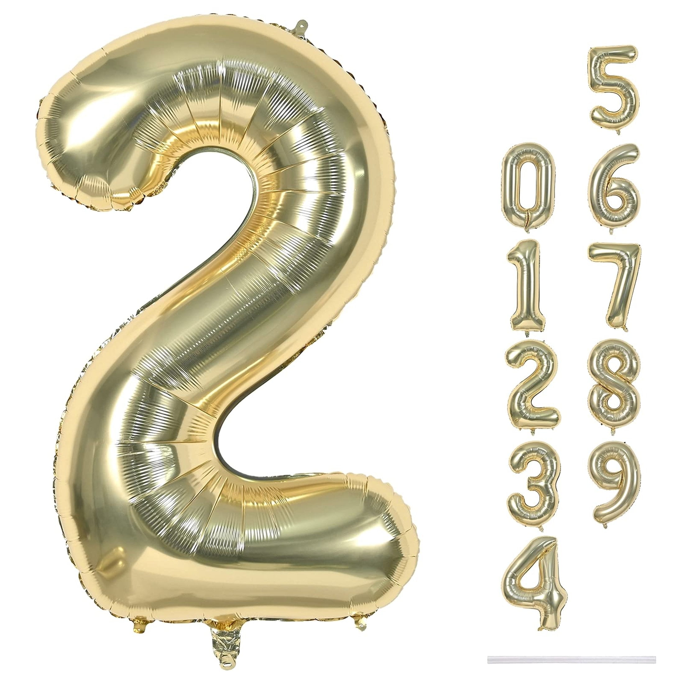 Champagne Gold 40 Inch Number 2 Balloon Set - Large Light Gold Helium ...