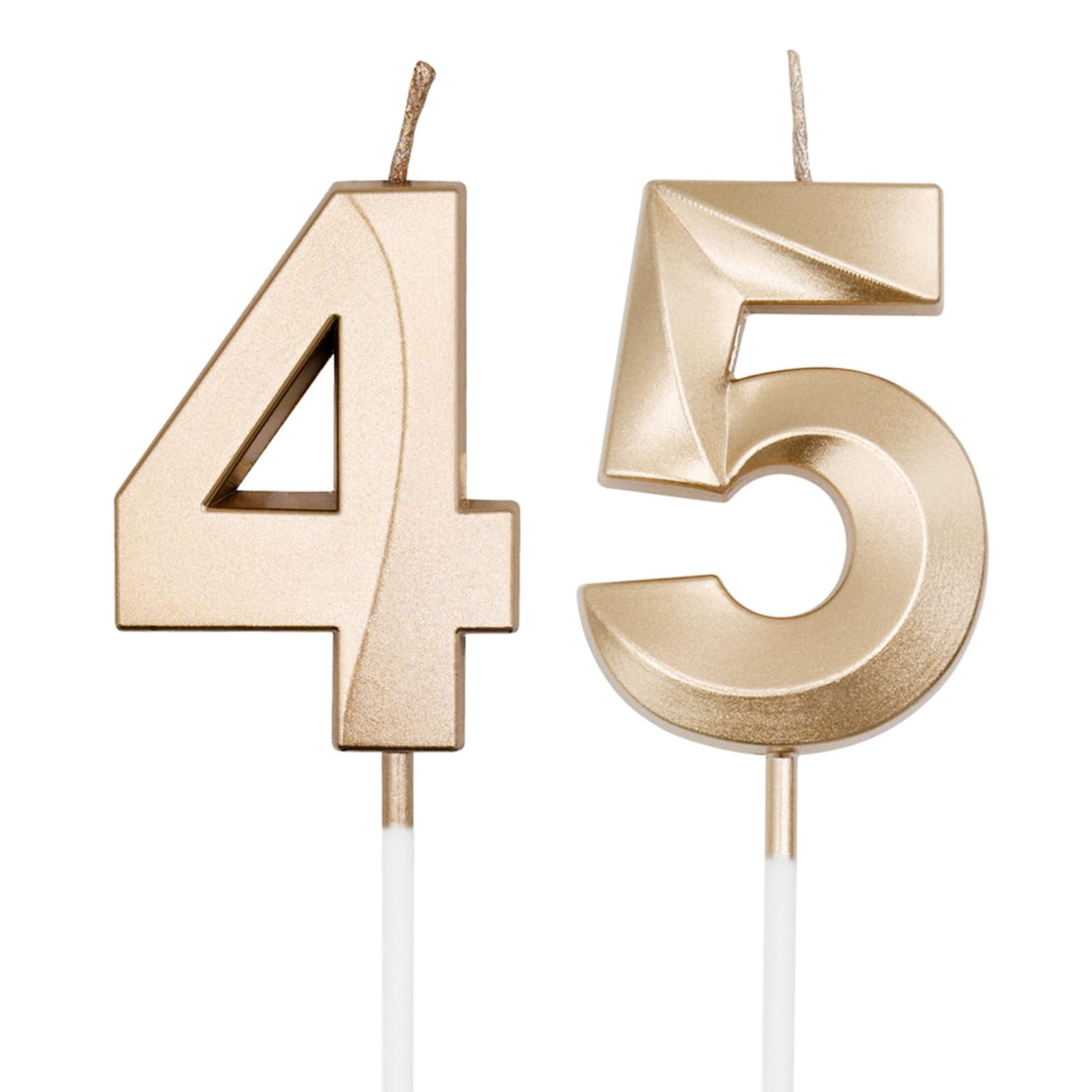 Champagne Gold 45th & 54th Birthday Candles for Cakes, Number 45 54 ...