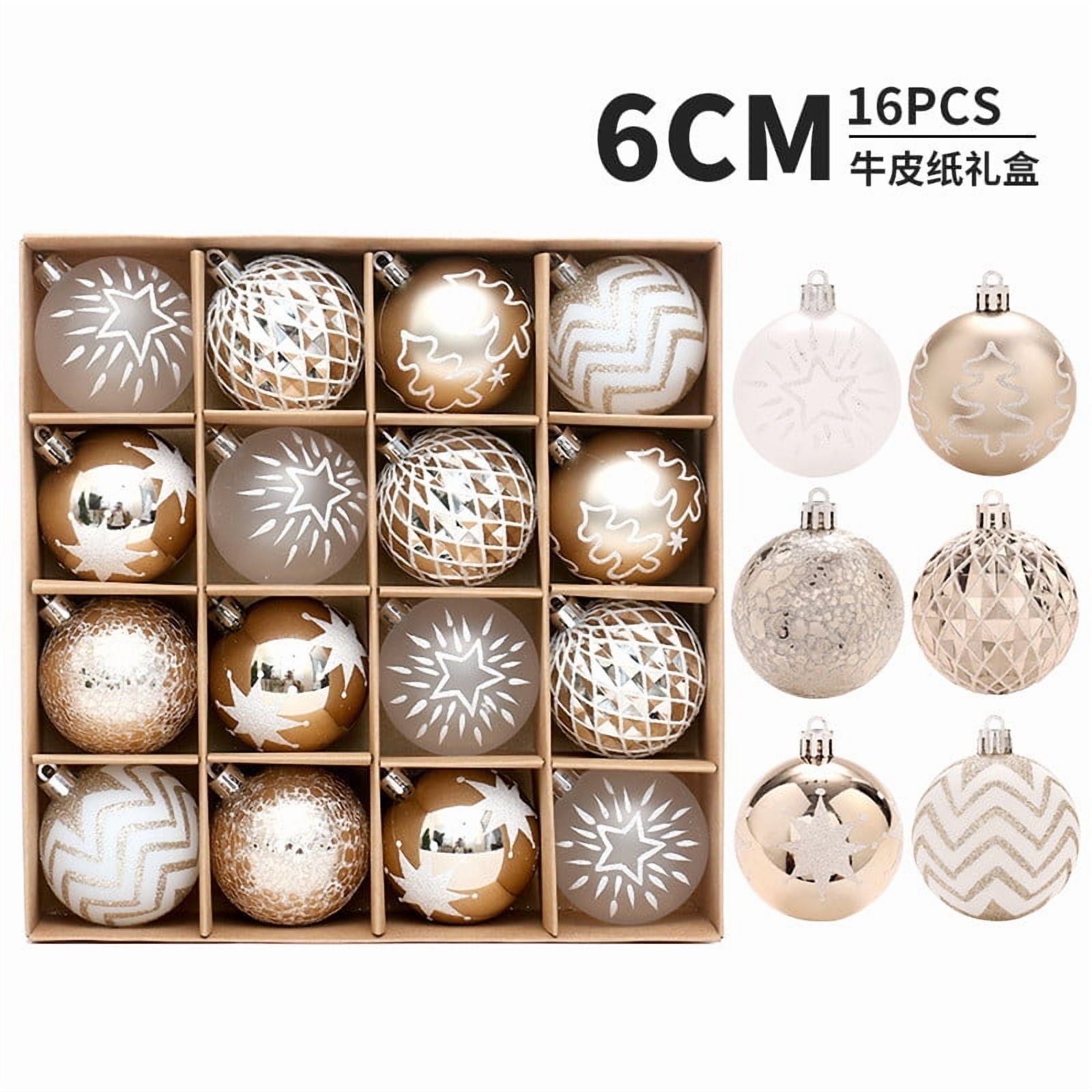 Champagne Gold Christmas Balls Ornament Set, Luxury Shatterproof ...