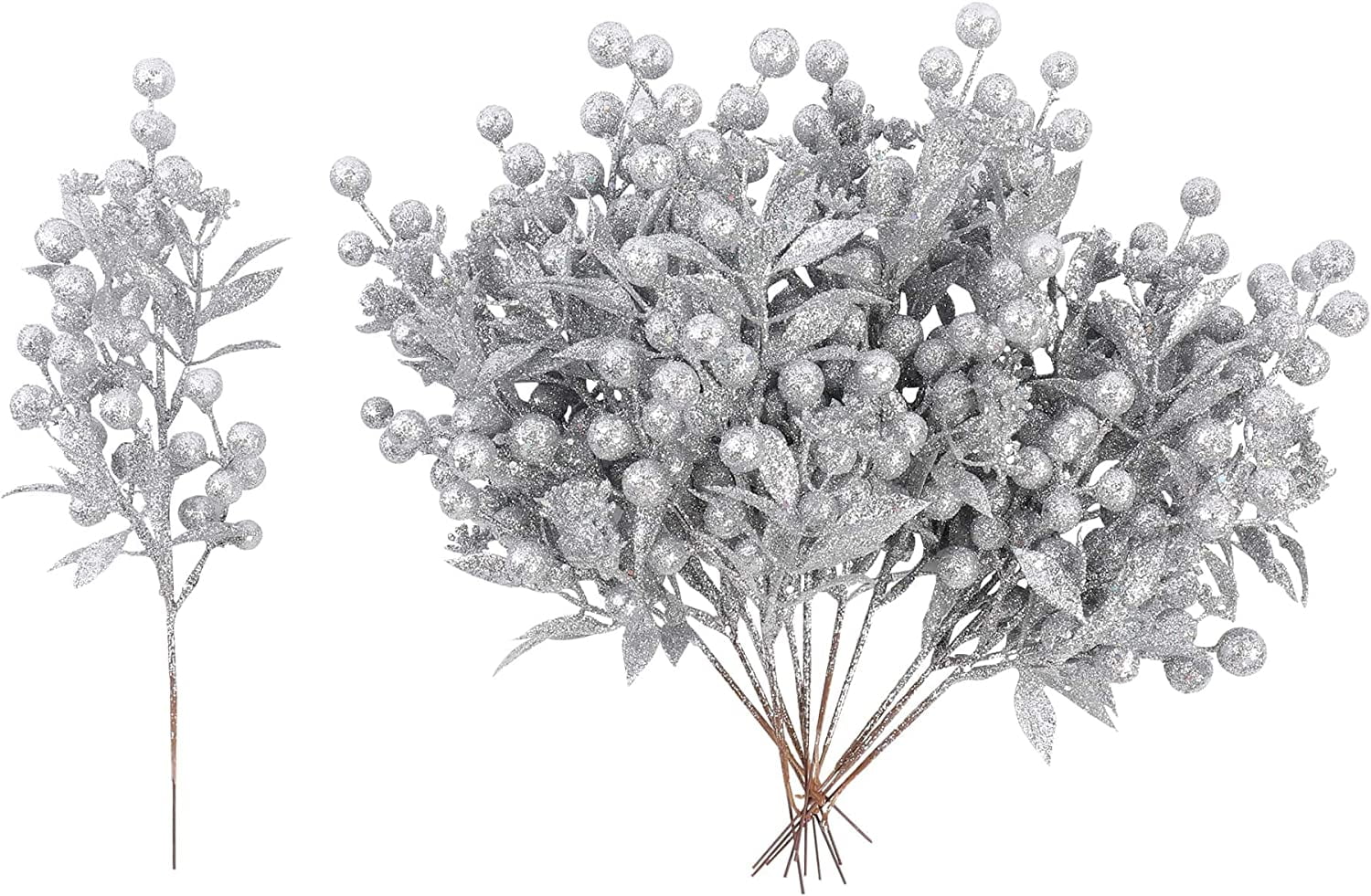 Champagne Gold Christmas Picks Decorations Floral Sprays Glittered ...