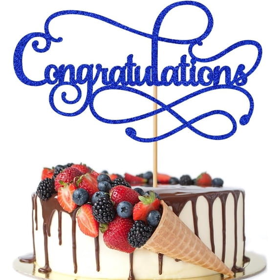 Champagne Gold Glitter Infinity Border Congratulations Cake Topper ...
