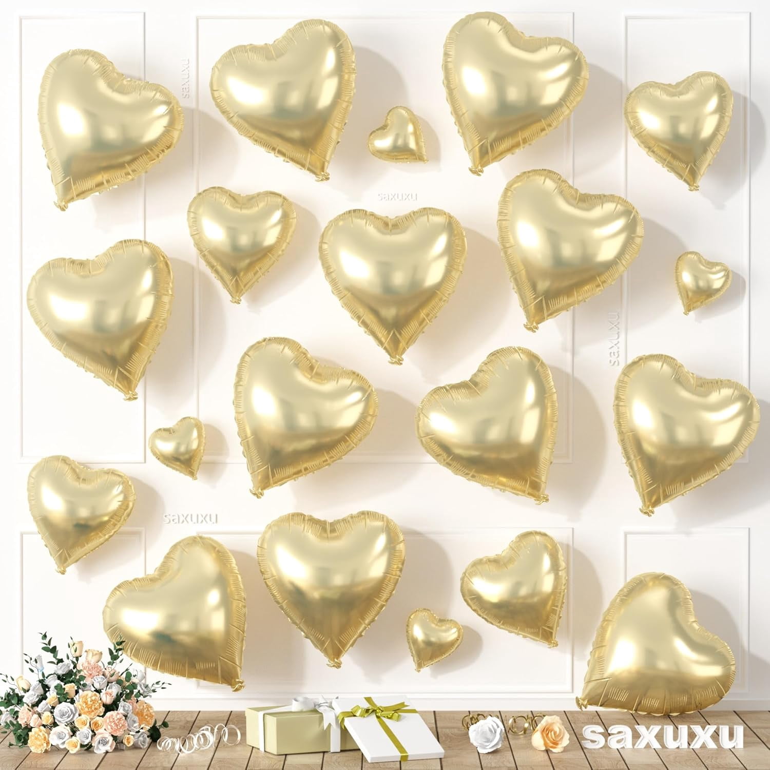 Champagne Gold Heart Balloons, Heart Shaped Ballons, 20 Pcs 5/10/18 ...