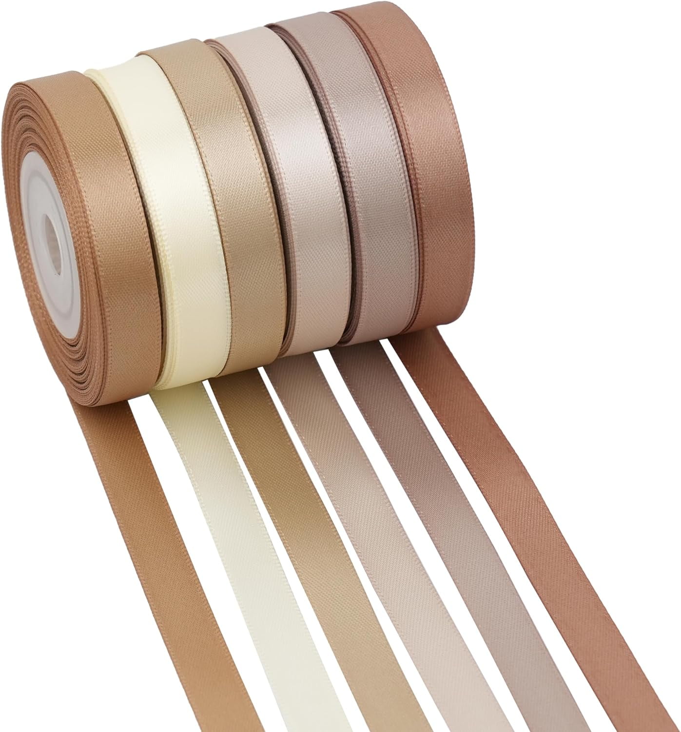 Champagne Gold Ribbon 3/8" Double Face Satin Ribbon 6 Rolls Assortment ...