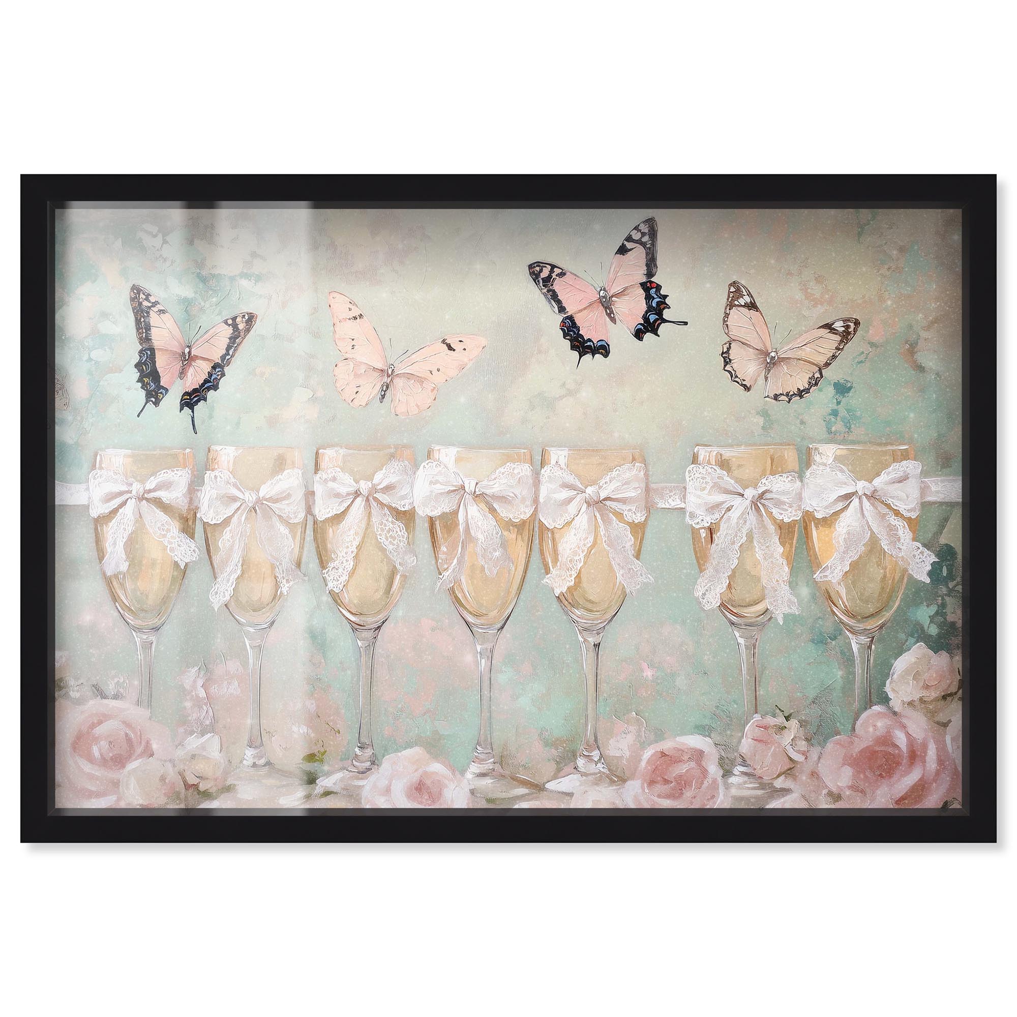 Champagne Mint and Pink Glass Collection Shadowbox Print Fashion Wall ...